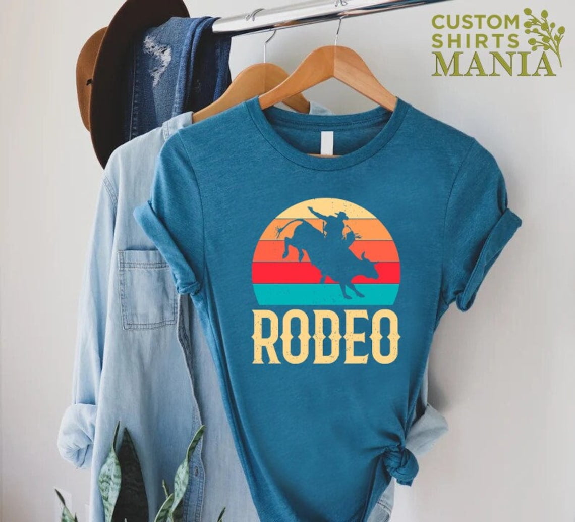 Bull Riding Shirt,Retro Rodeo Shirt,Western Bull Riding Tee,Bull Rider ...