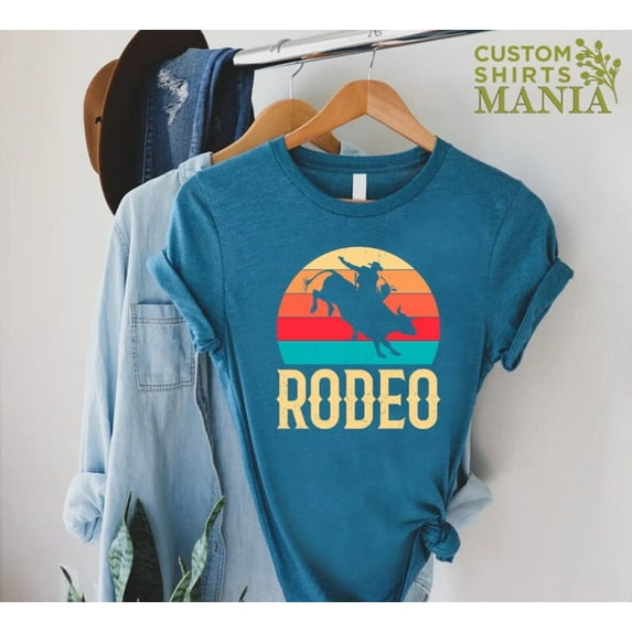 Bull Riding Shirt,Retro Rodeo Shirt,Western Bull Riding Tee,Bull Rider ...