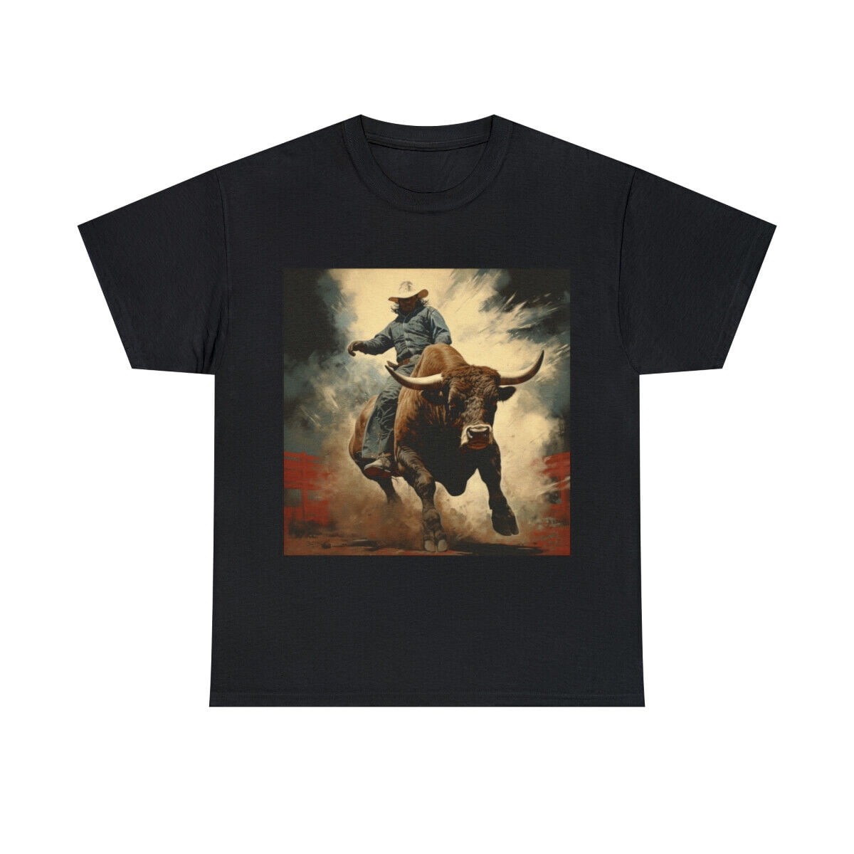 Bull Riding T Shirt Unisex Adult Rodeo Cowboy Art Tee Western Country ...