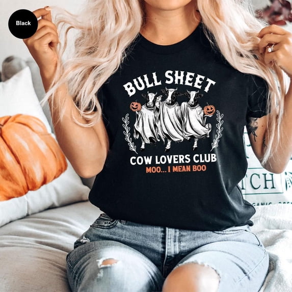 Bull Sheet Halloween Boo Shirt Funny Ghost Cows Moo Shirt Cow Lover ...