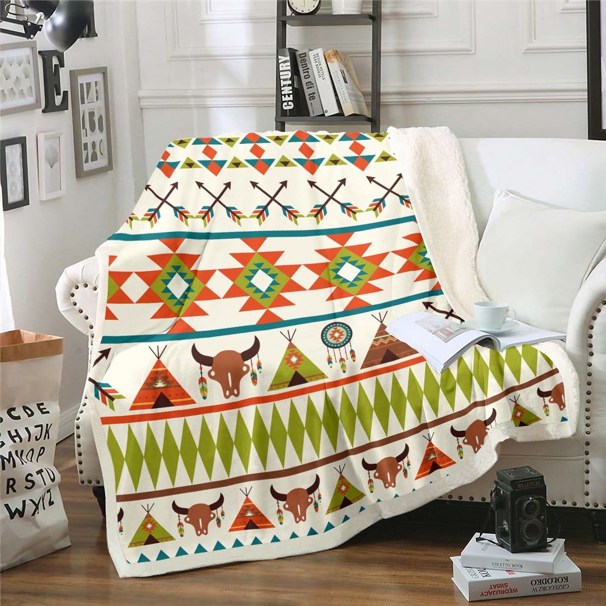 Bull Skull Blanket 30"x40" Exotic Indian Tent Throw Blanket,Arrow Aztec ...