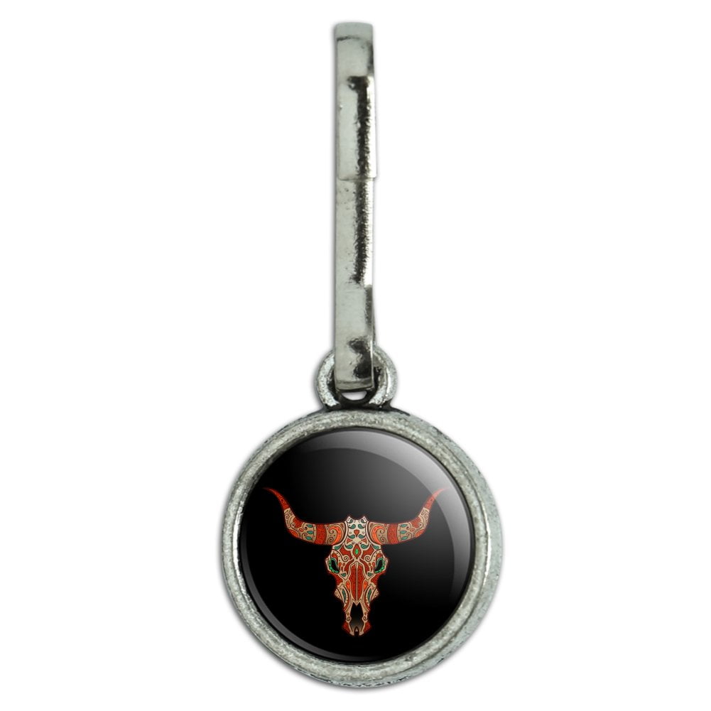 Bull Skull Day Of The Dead Antiqued Charm Clothes Purse Suitcase ...