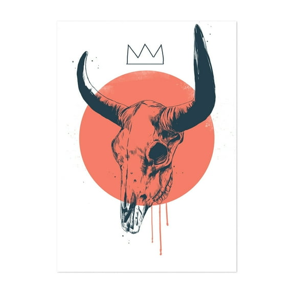 Bull Skull - Illustration Skull Line Art Modern Art Surrealism Abstract ...
