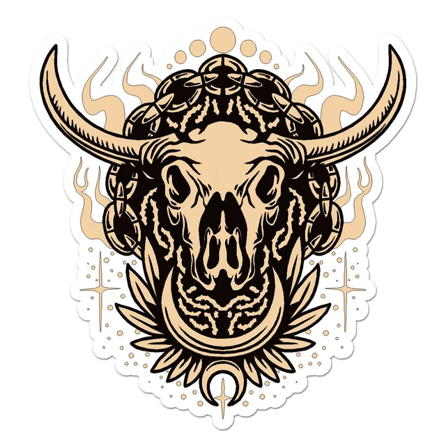 Bull Skull Sticker Phone Decal Water Bottle Stickers Car Decals, Laptop ...