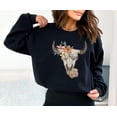 Bull Skull Sweatshirt Boho Cow Skull Design Western Fall Cottagecore ...