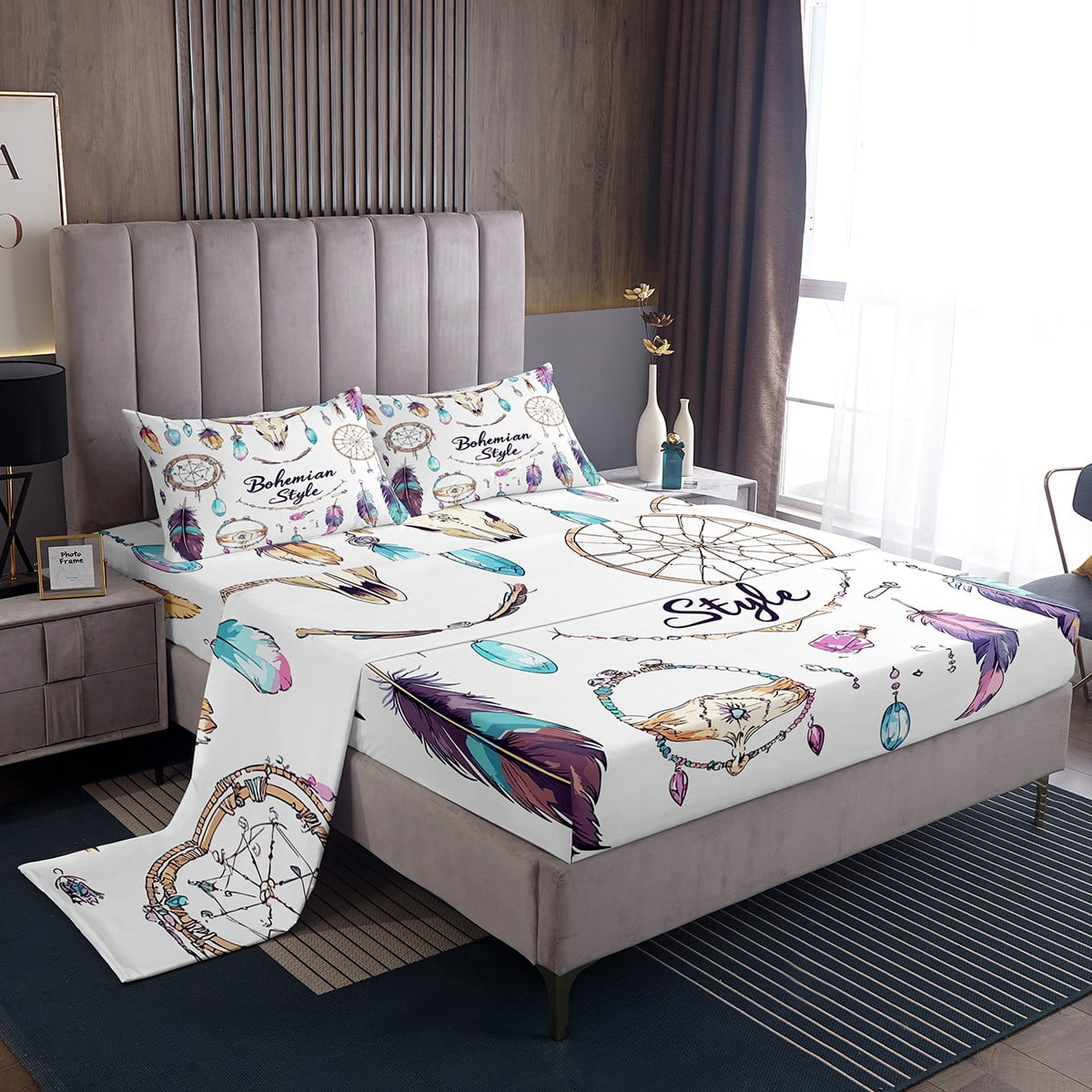Bull Skull Western Sheet Set Exotic Dreamcatcher Sheets,Tribe Feather ...