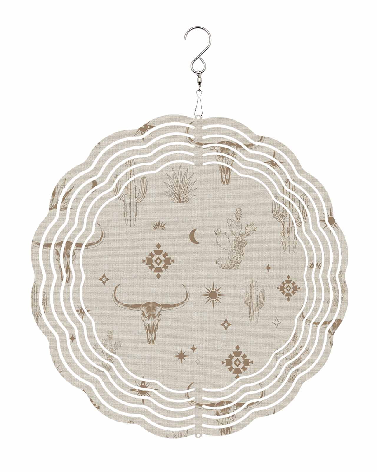 Bull Skull Wind Spinner for Garden Yard 12In, Western Longhorn Cactus ...