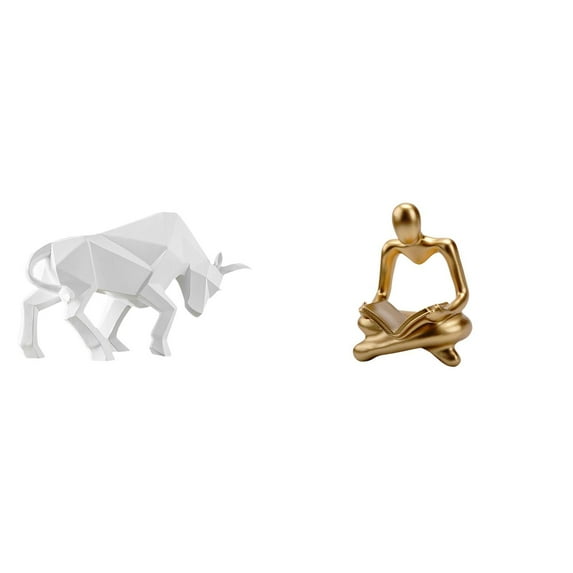 Bull Statue Figurine Sculpture Resin Modern Design for Office Living ...