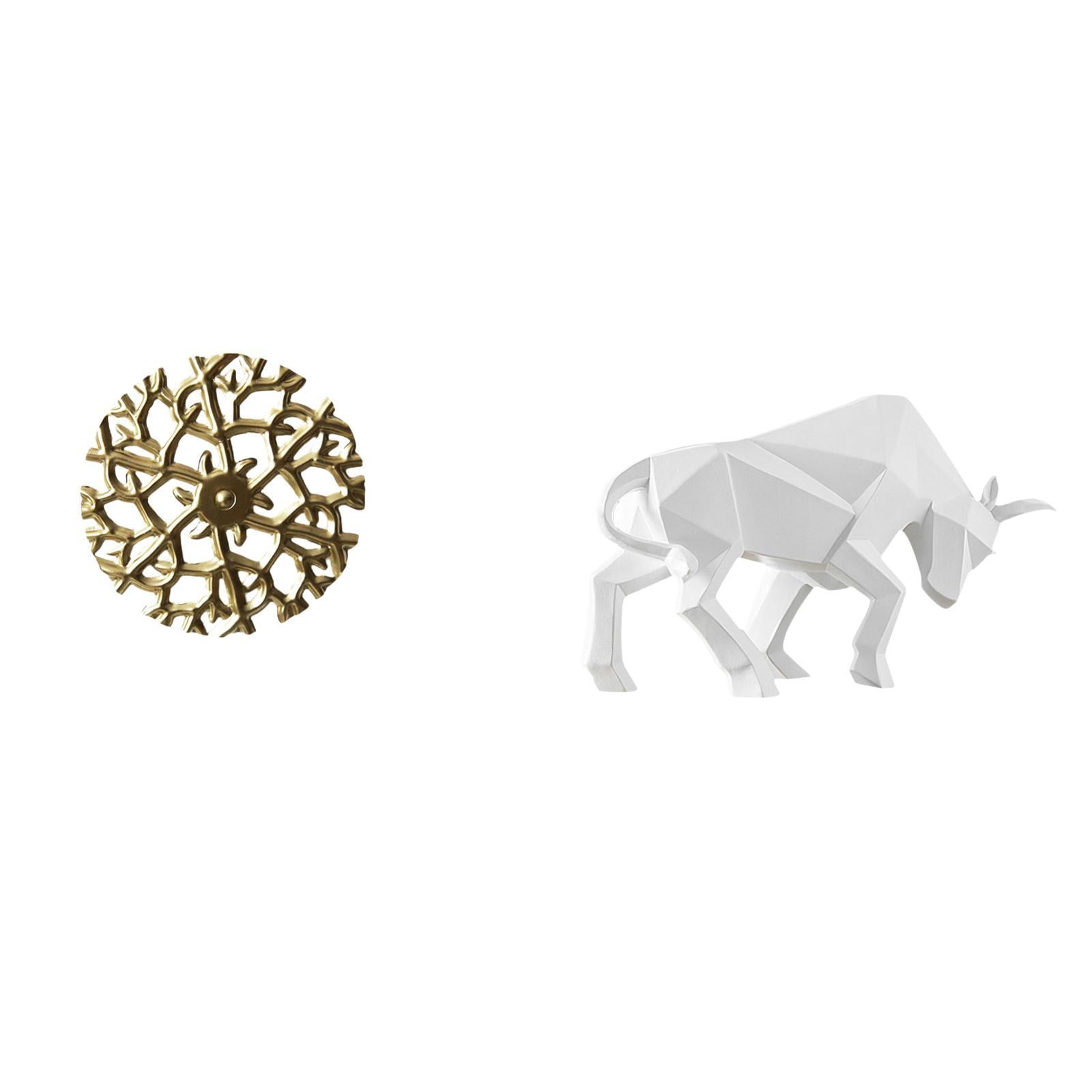 Bull Statue Wall Hanging Sculpture Metal Disc Iron Frame Unique Design ...