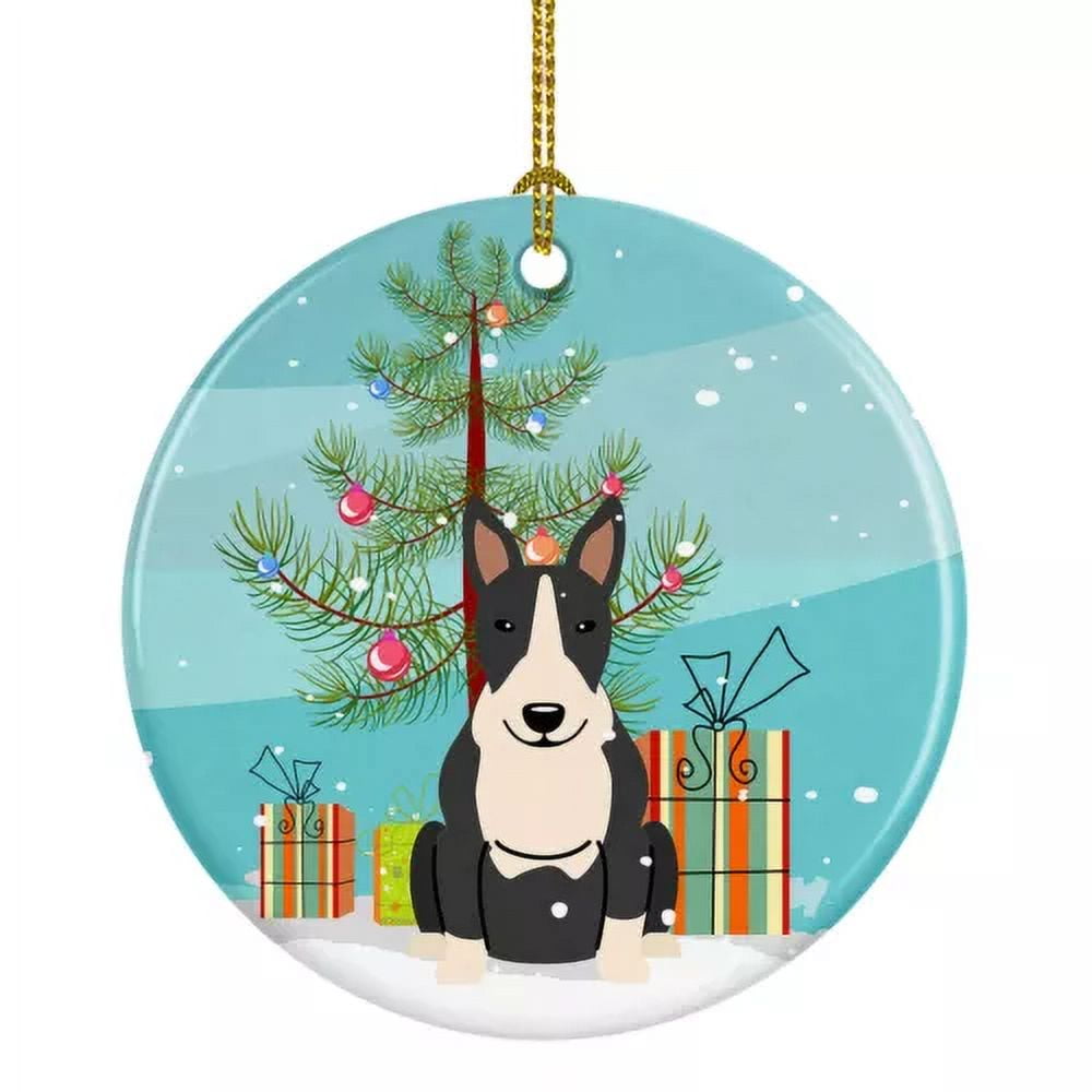 Bull Terrier Black White Tree Ceramic Ornament BB4258CO1 2PCS Ornaments ...
