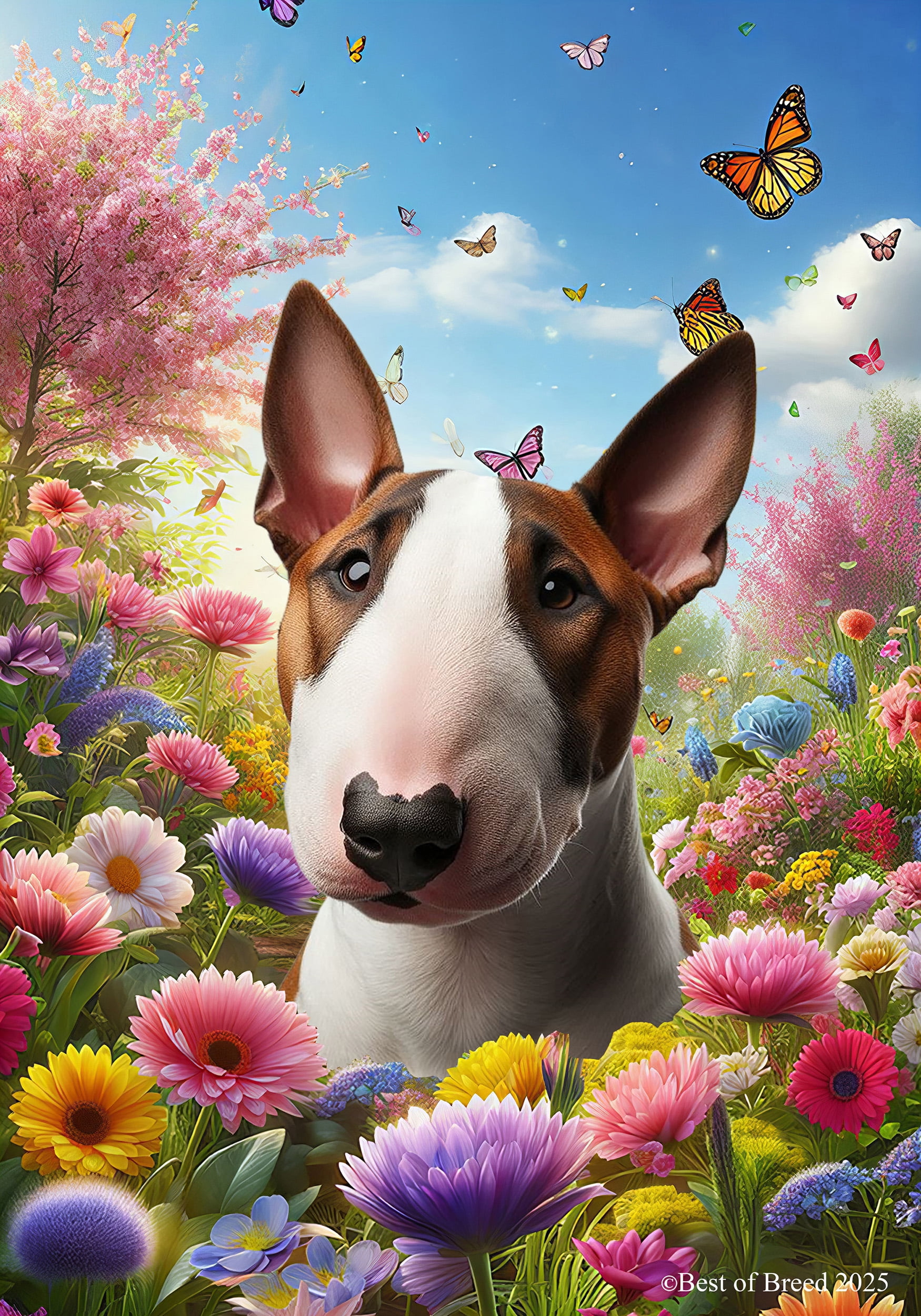 Bull Terrier Brown/White - Best of Breed Spring Butterfly Outdoor House ...