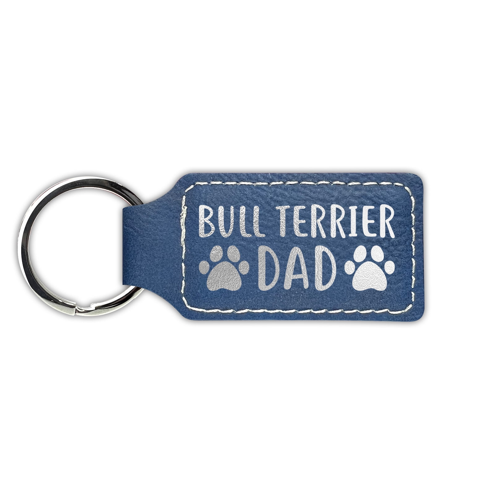 Bull Terrier Dad Keychain Leatherette Rectangle - Laser Engraved - Many ...