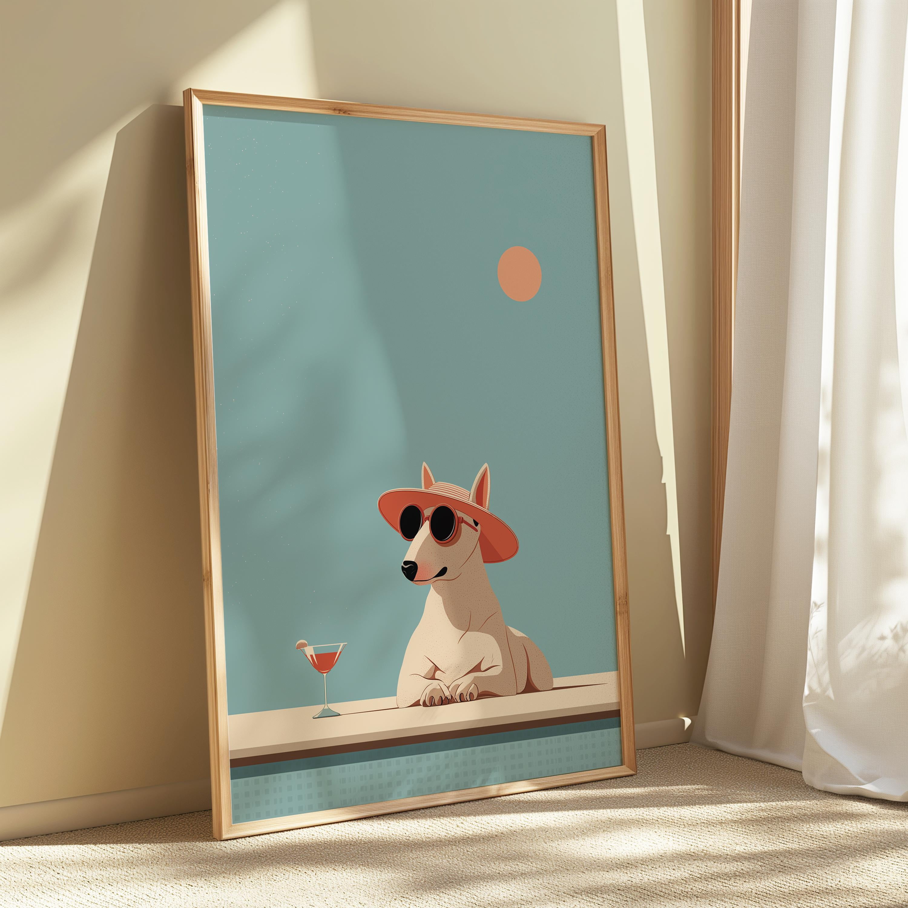 Bull Terrier Dog Bar Print Stylish Dog Cocktail Wall Art For Home Bar ...