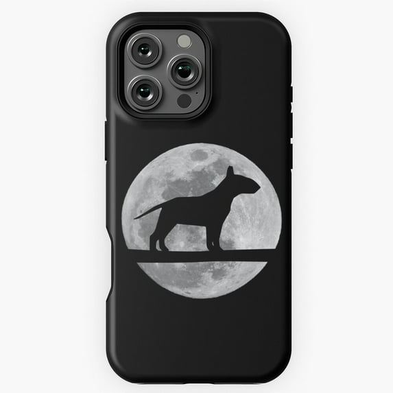 Bull Terrier Dog Night Moon Gift iPhone Case 17 16 15 14 13 12 11 Pro ...