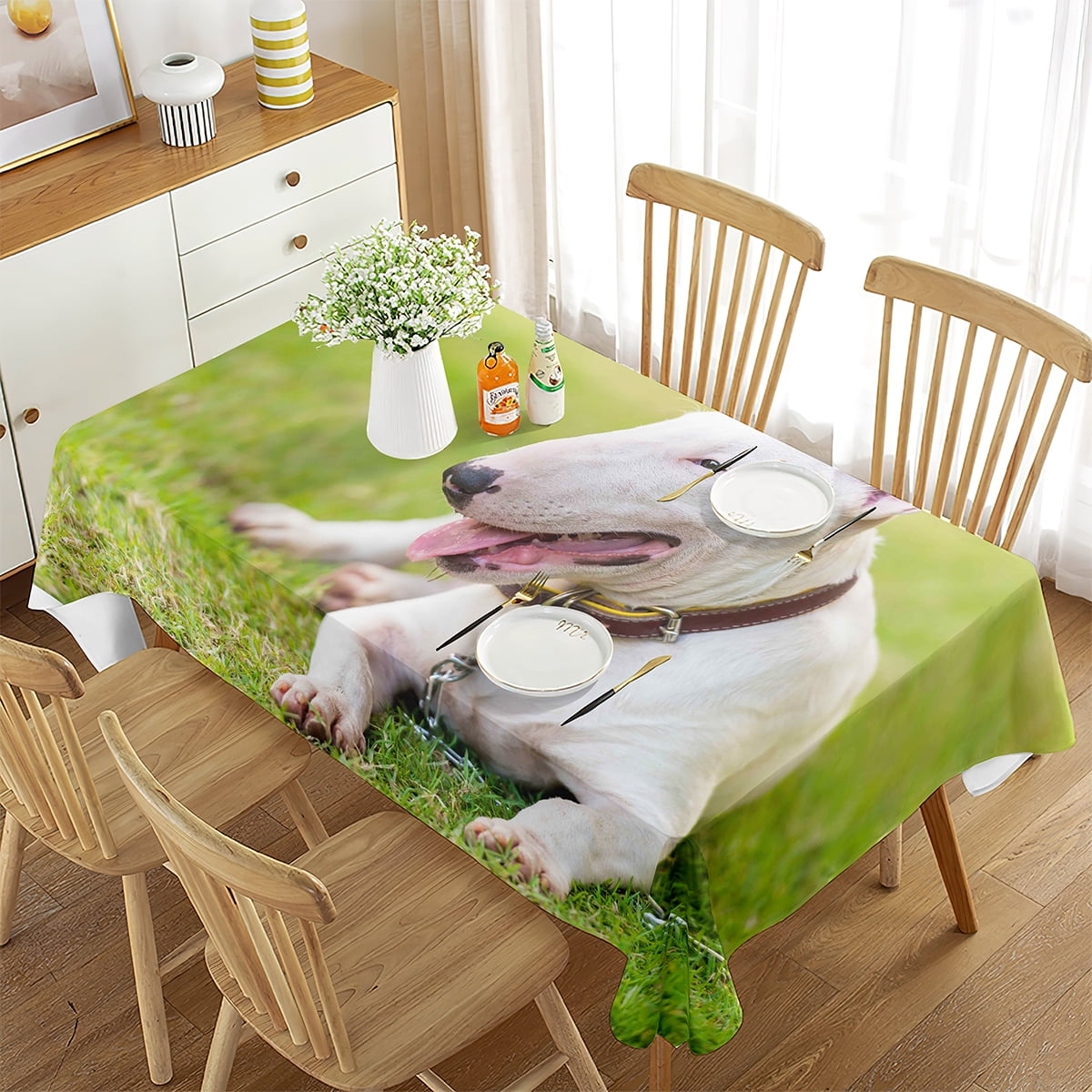 Bull Terrier Dog Table Cover Rectangular Dining cloth Coffee Mat ...