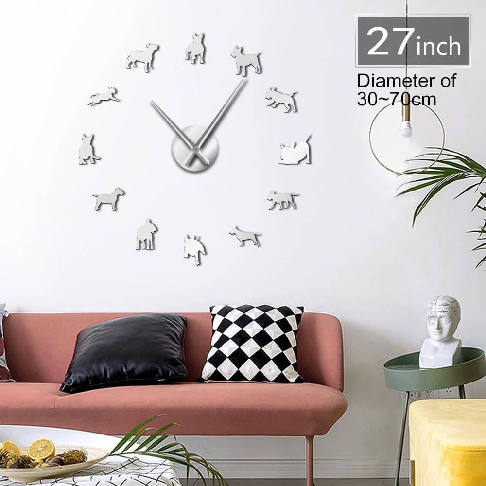 Bull Terrier Dog Wall Art 3D DIY Wall Clock Pet Animals Shop Size ...