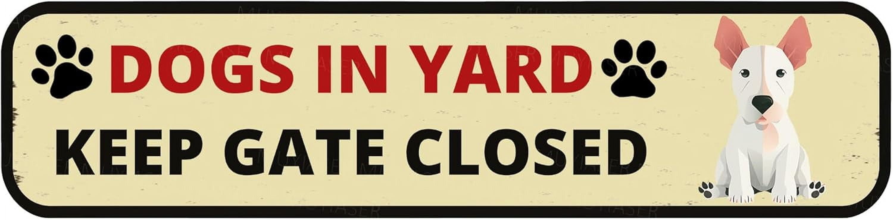 Bull Terrier Dog In Yard Keep Gate Closed Sign Vintage Sign Metal Tin ...