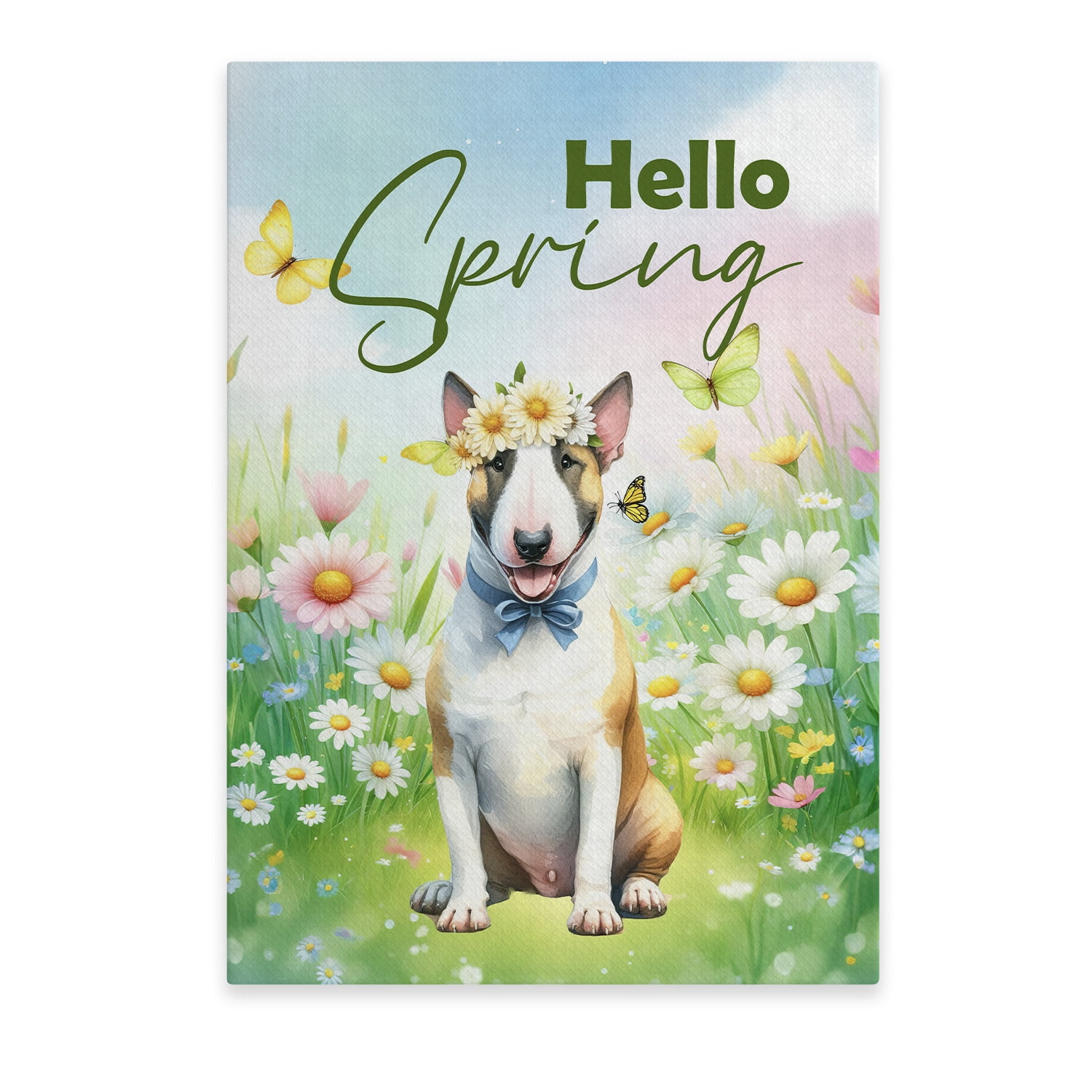 Bull Terrier Hello Spring Time Flower Floral Nature Vertical Matte ...