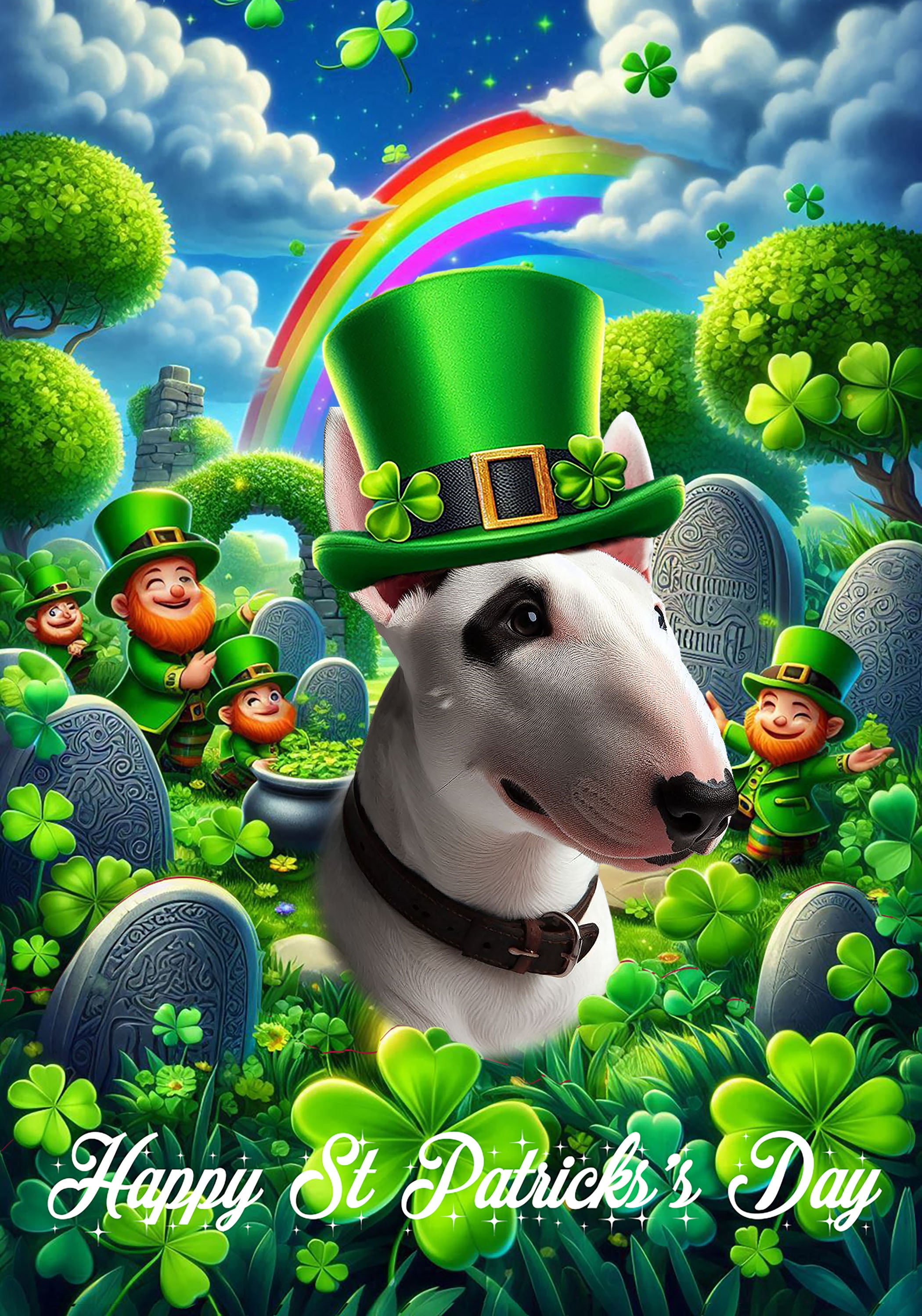 Bull Terrier Mini - Best of Breed Saint Patricks Day Outdoor Garden ...