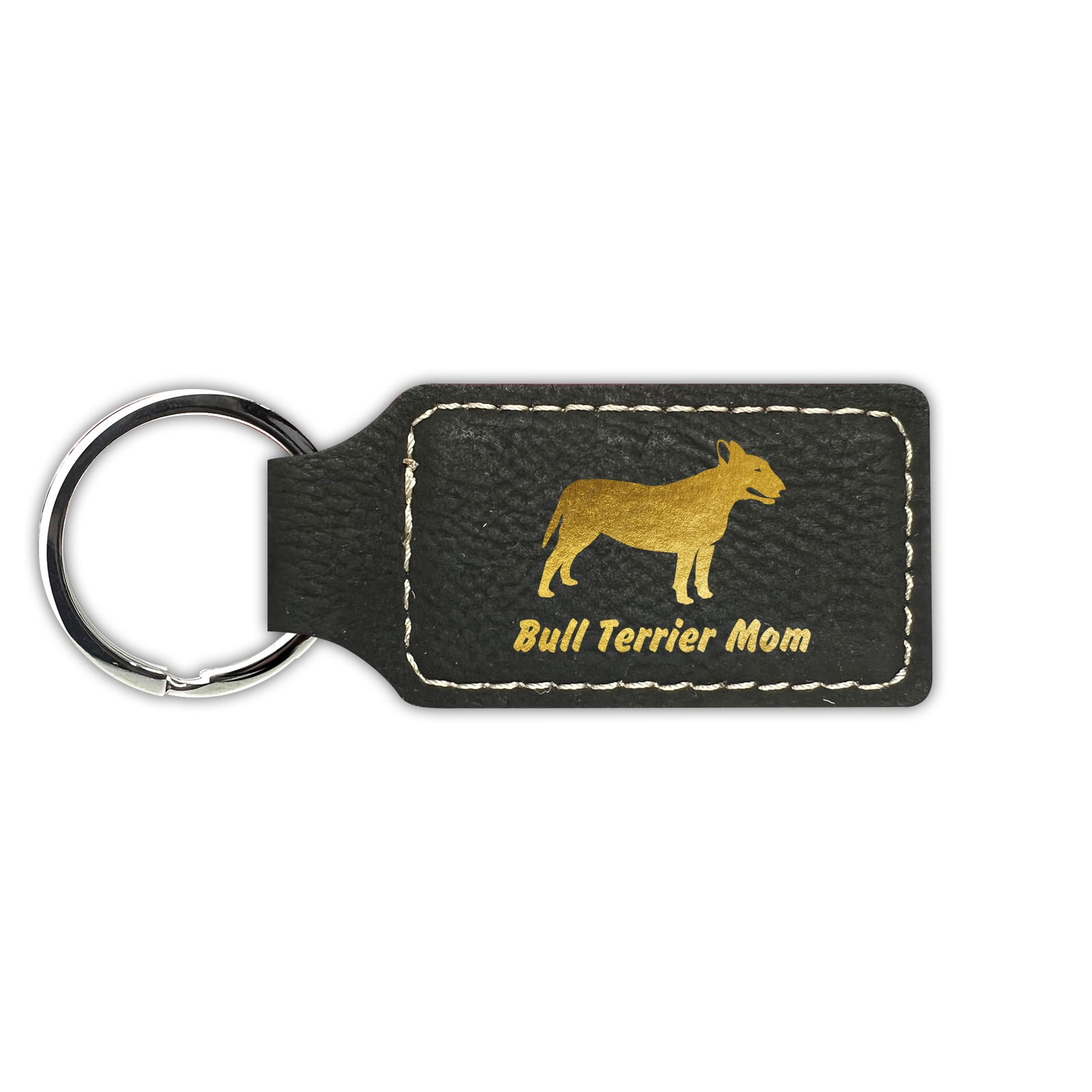 Bull Terrier Mom Keychain Leatherette Rectangle - Laser Engraved - Many ...