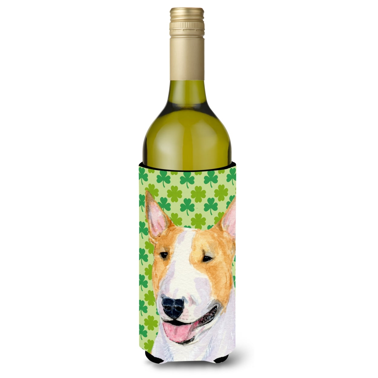 Bull Terrier St. Patricks Day Shamrock Portrait Wine Bottle Hugger ...