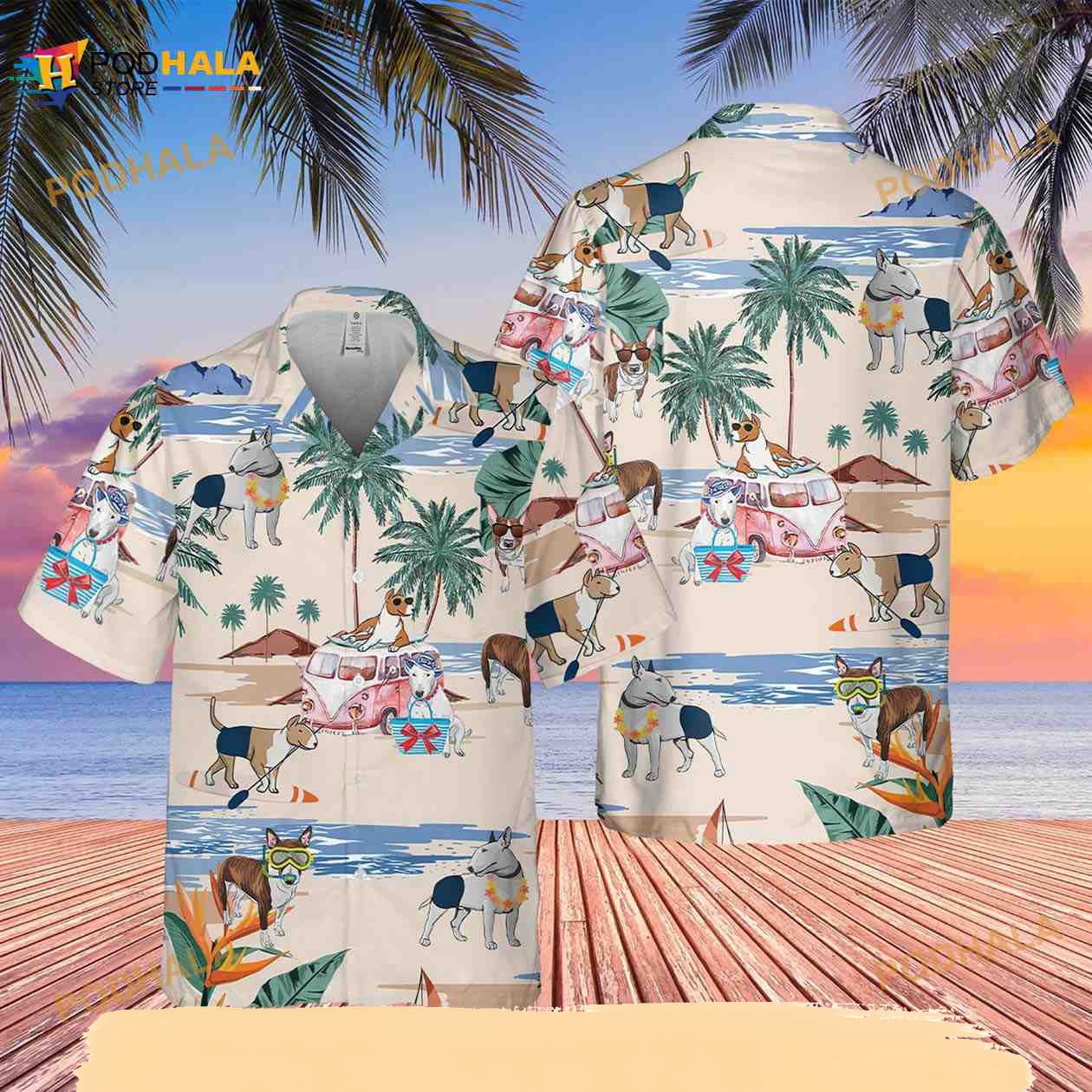 Bull Terrier Summer Beach Hawaiian Shirt, Dog Hawaiian Shirt - Walmart.com