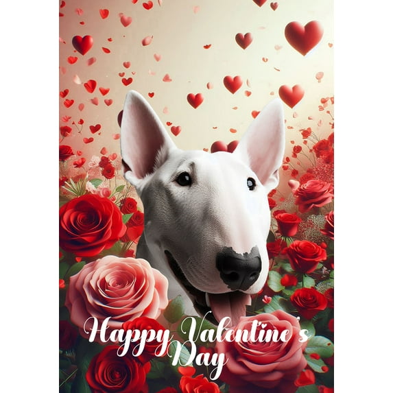 Bull Terrier White - Best of Breed Valentines Day Outdoor Garden Flag ...