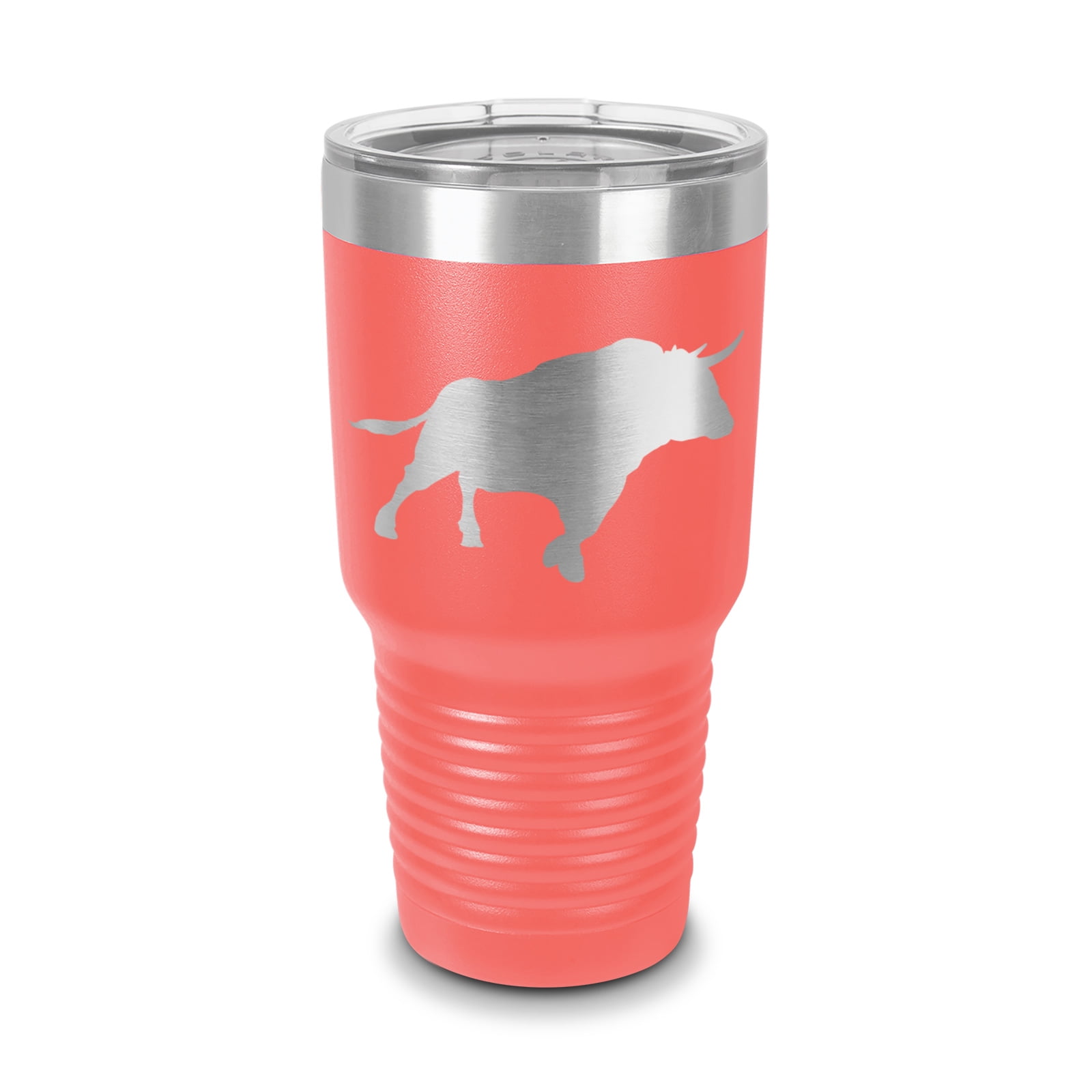 Bull Tumbler 30 oz - Laser Engraved w/ Clear Lid - Stainless Steel ...