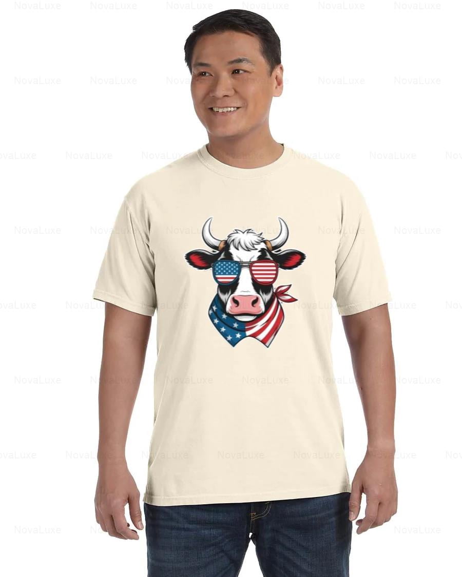 Bull USA Flag Comfort Coler T-Shirt for 4th of July Patriotic Pride ...