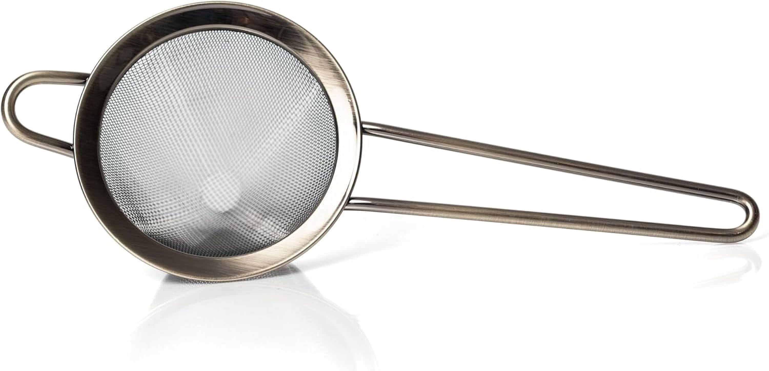 Bull in China Fine Mesh Strainer with Handle - Antique Brass Finish ...