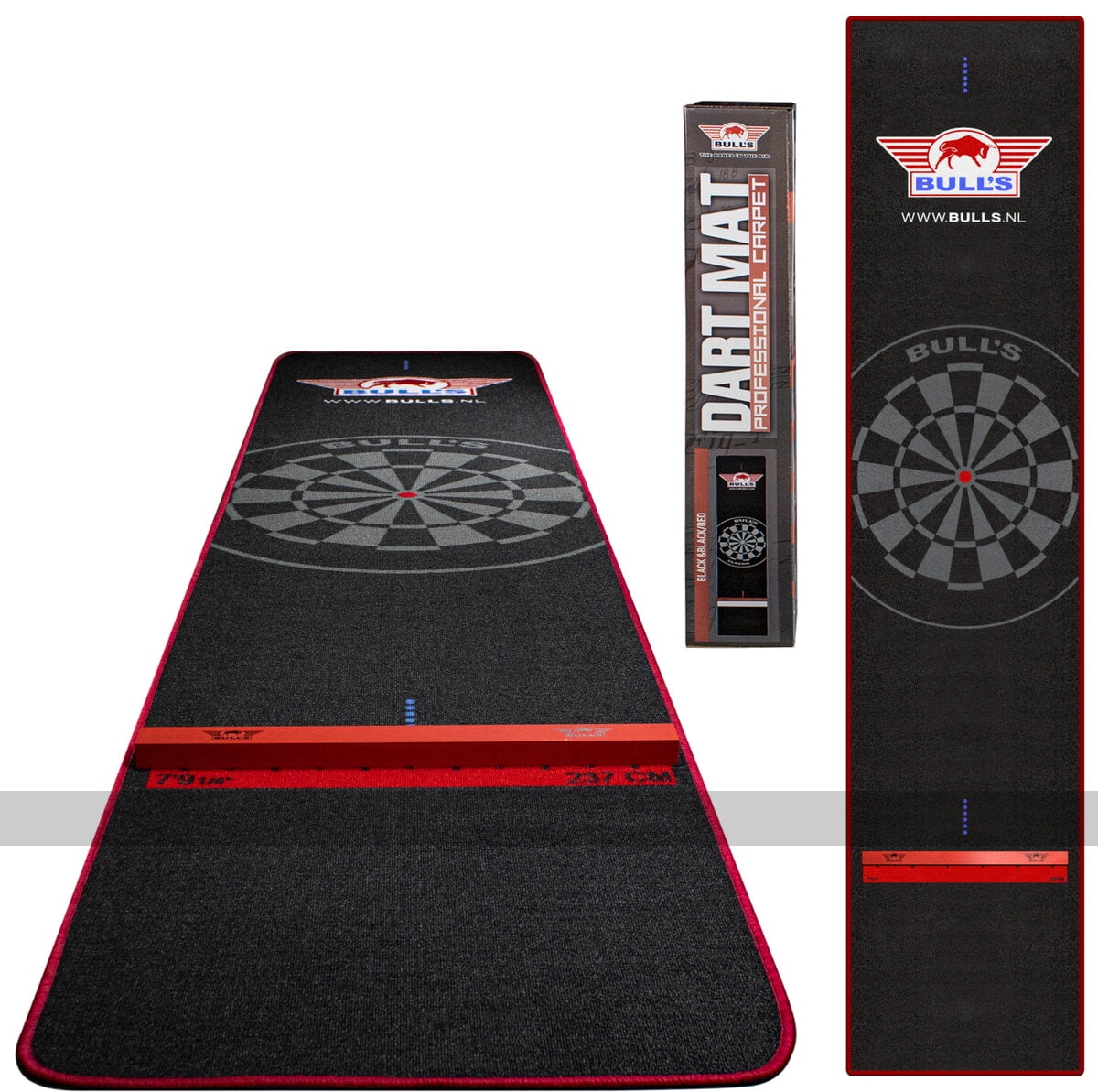 Bull's Darts Carpet-Feel Dart Mat with Raised Wooden Oche Bar, 300 x ...