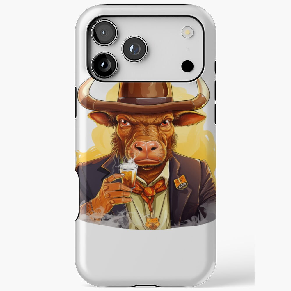 Bull with boots and spurs western fun art iPhone Case 17 to 11 Pro Max ...