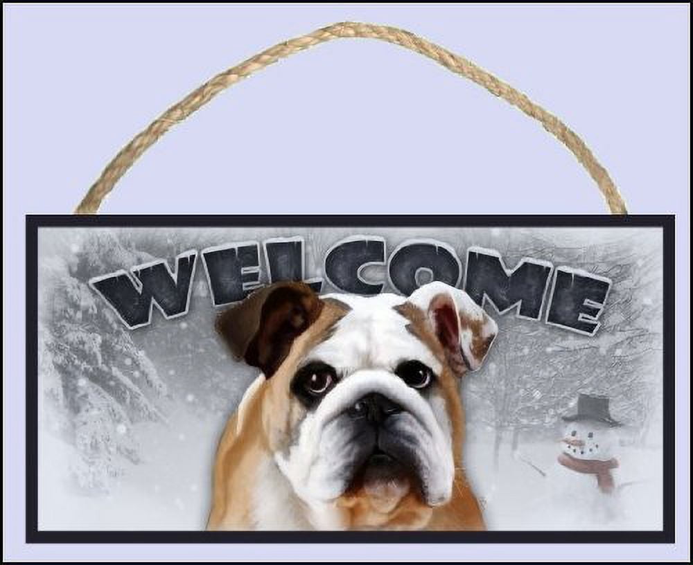 Bulldog 10" x 5" Winter Welcome Sign featuring the art of Scott Rogers ...