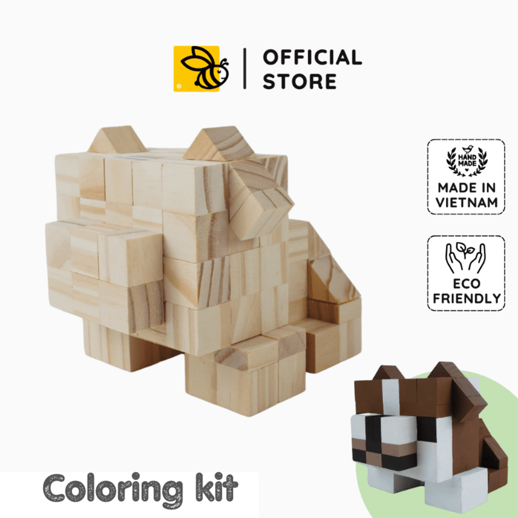 Bulldog 3D Wooden Model – Minecraft-Style DIY Pixel Art Gift & Decor ...
