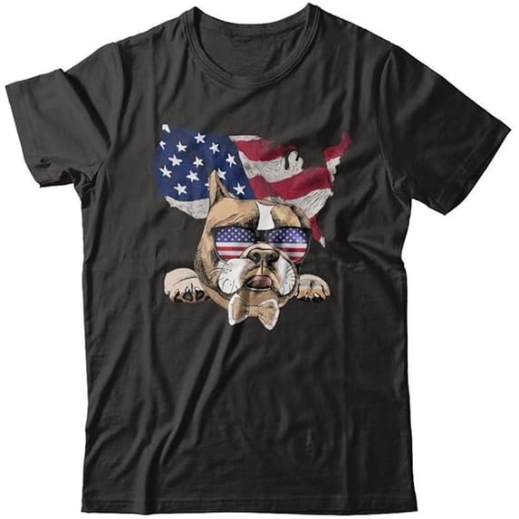 Bulldog 4th of July Shirt Funny American Flag Sunglasses Graphic ...