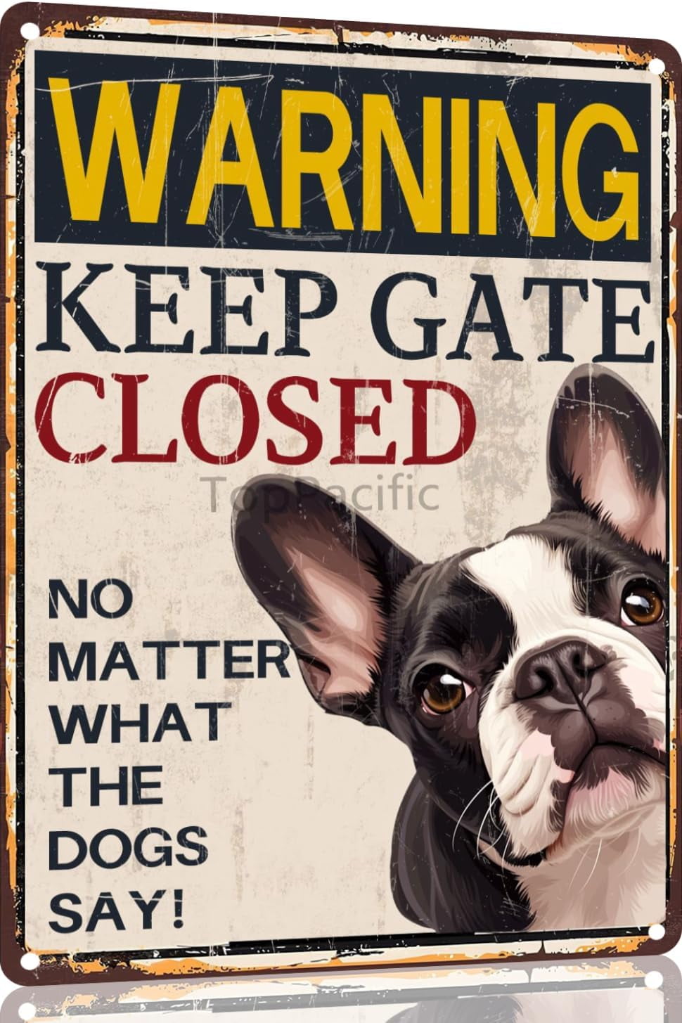 Bulldog Aluminium Sign 12x16 Metal Sign Warning Keep Gate Closed No ...