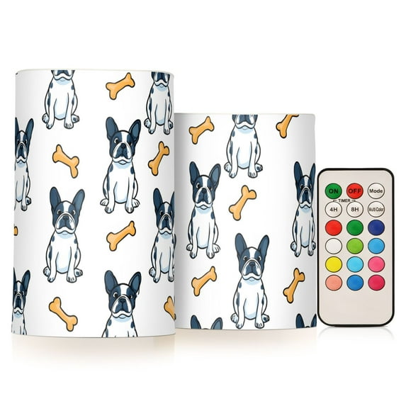 Bulldog Bone Pattern Flameless LED Candle Set with Remote, Battery ...