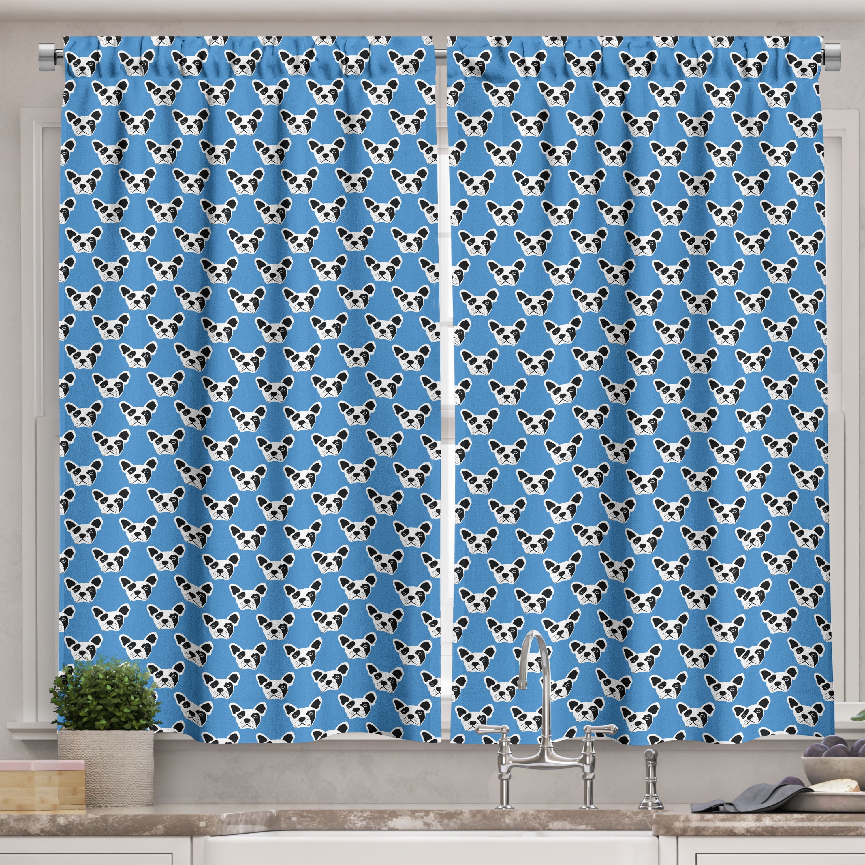 Bulldog Curtains 2 Panels Set, Abstract and Hipster French Bulldog ...