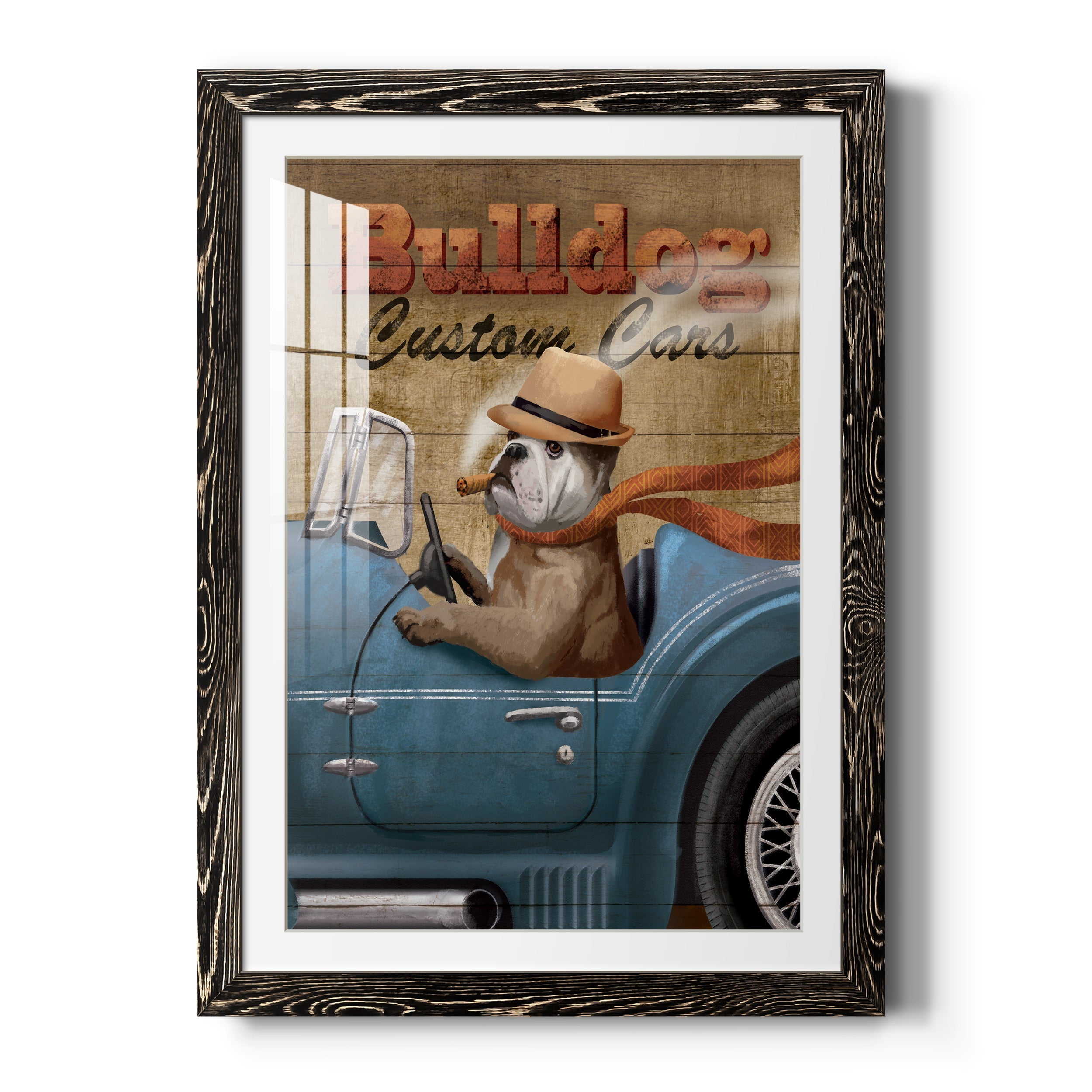 Bulldog Custom Cars - Premium Framed Print - Distressed Barnwood Frame ...