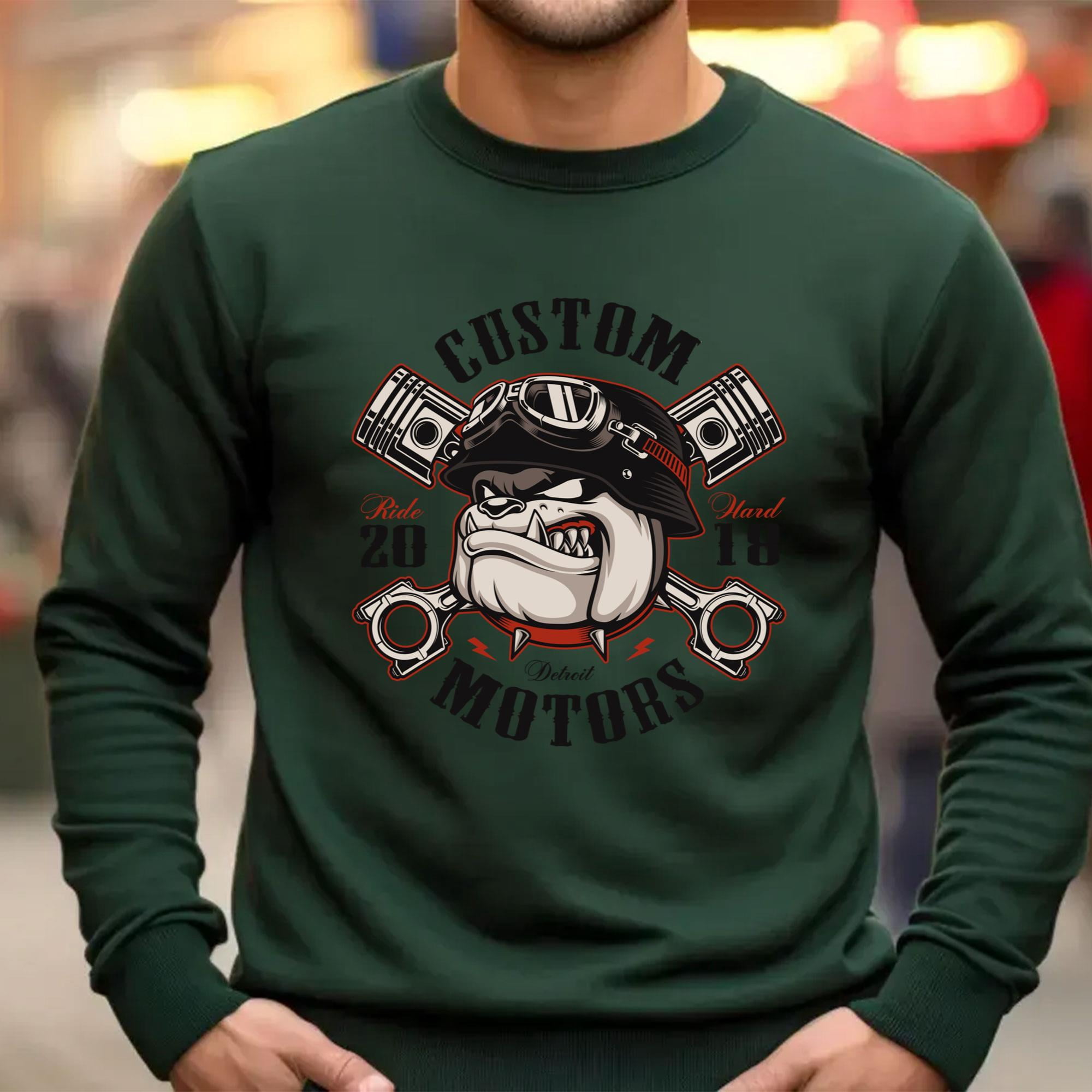 Bulldog Custom Motorcycle Motorbike Biker Mens T-Shirt 100% Cotton ...