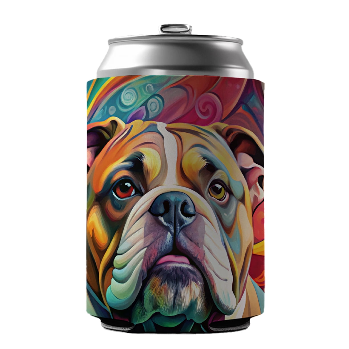 Bulldog Dog Abstract Art Drink Beer Soda Insulated Sleeve Holder Can ...