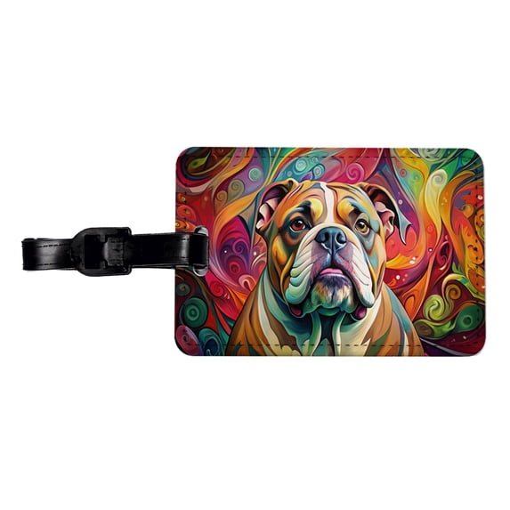 Bulldog Dog Abstract Art Faux Leather Travel Luggage Tag - Walmart.com