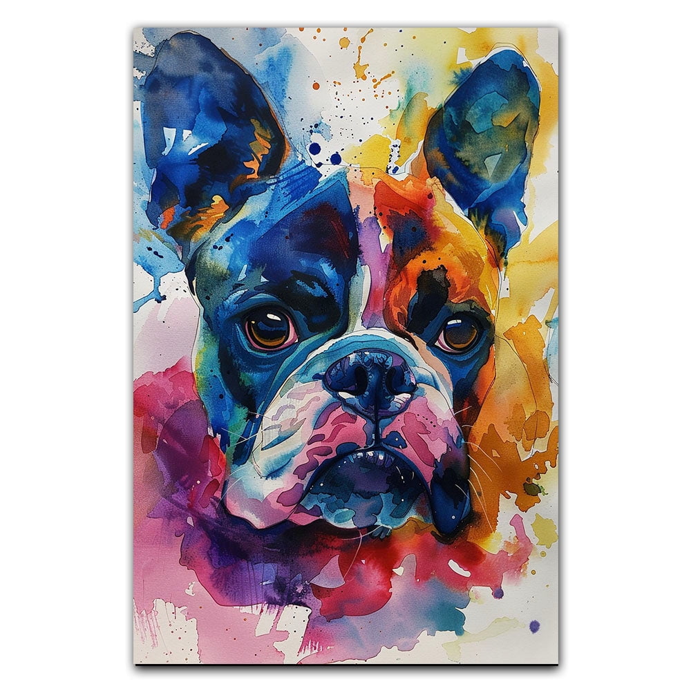 Bulldog Dog Art Print Poster, Wall art Painting Decor Bulldog Dog Decor ...