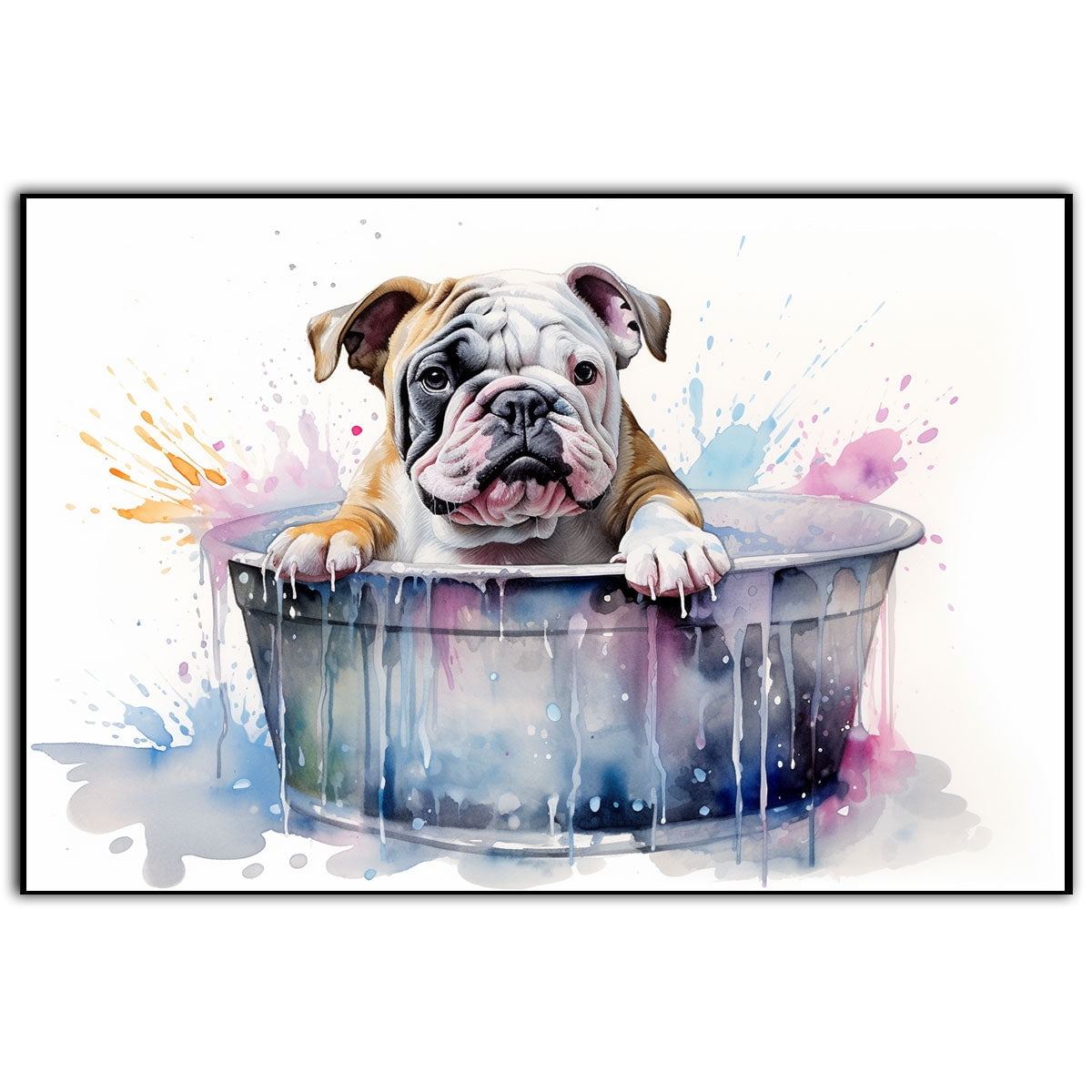 Bulldog Dog Canvas Bathroom Décor - Unique Bath Wall Decor - Modern ...