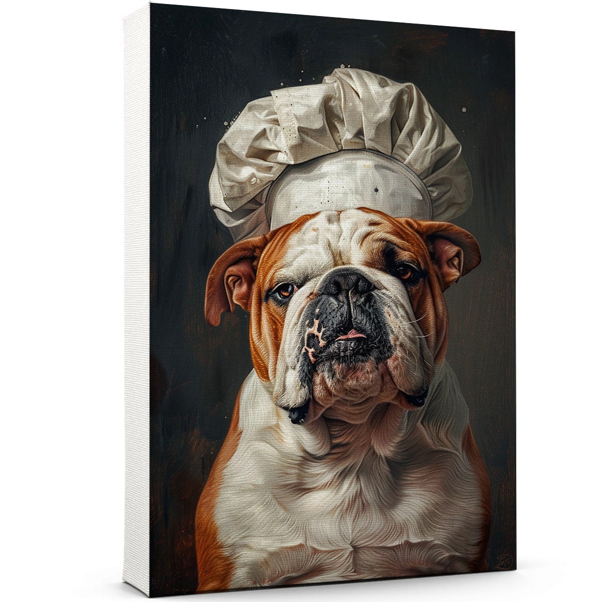 Bulldog Dog Chef Poster, Bulldog Dog Cooking Food Canvas Print for ...