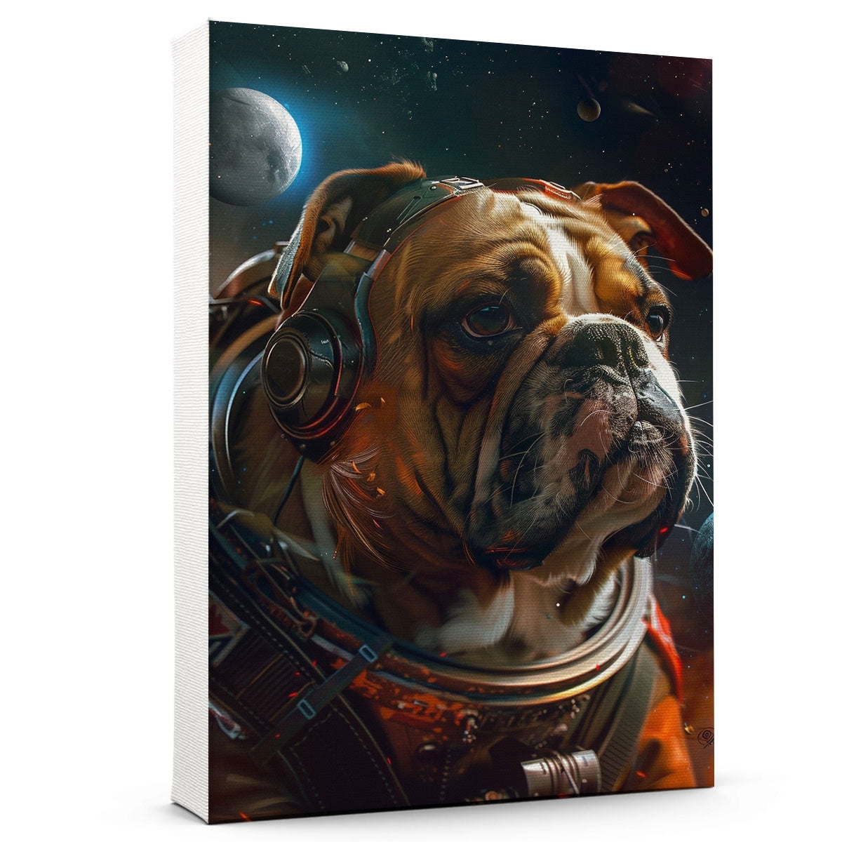 Bulldog Dog Space Painting Poster Unframe, Bulldog Dog Canvas Frame ...