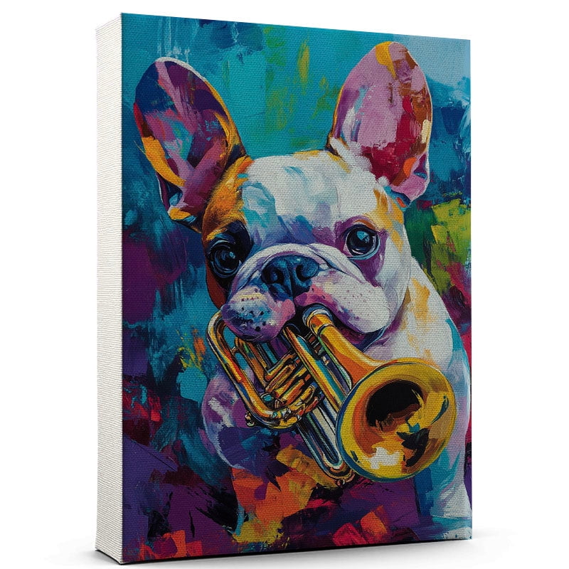 Bulldog Dog Stretched Canvas Size 8x12 Trumpet Canvas – Cute Bulldog ...