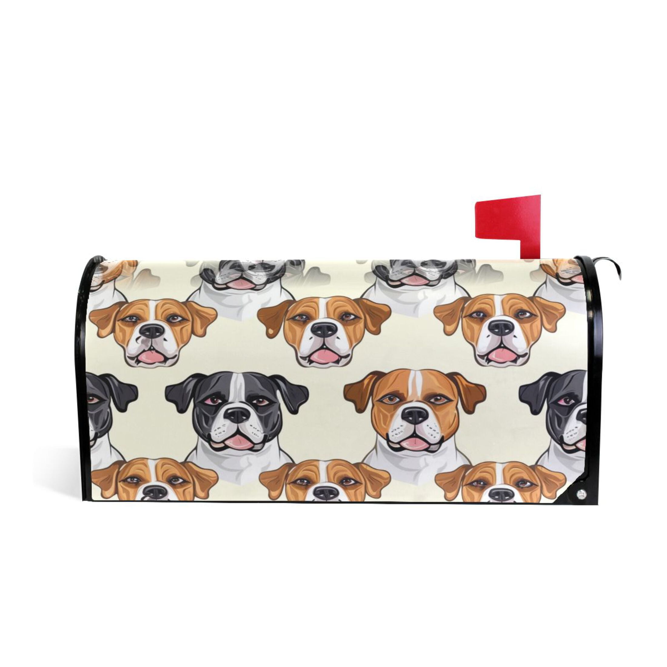 Bulldog Dogs Face Magnetic Mailbox Covers 25.5" X 21" Post Letter Box ...