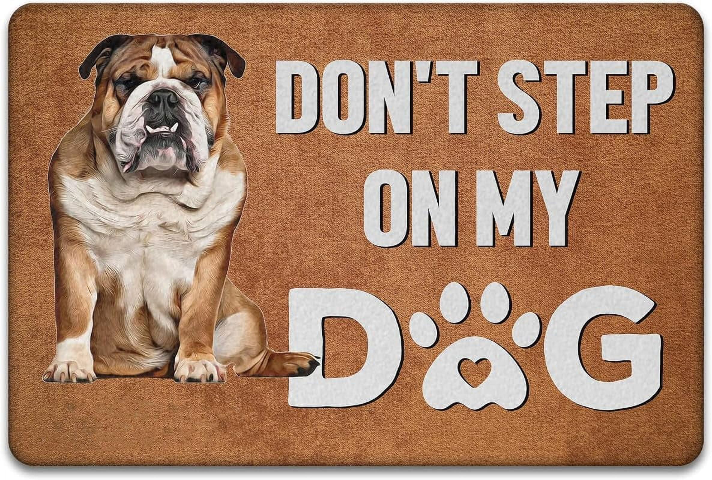Bulldog Doormat Welcome Don't Step on My Dog Funny Entryway Rugs Indoor ...