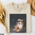 Bulldog Drinking Iced Coffee Shirt, Vintage Bulldog Coffee Graphic Tee ...